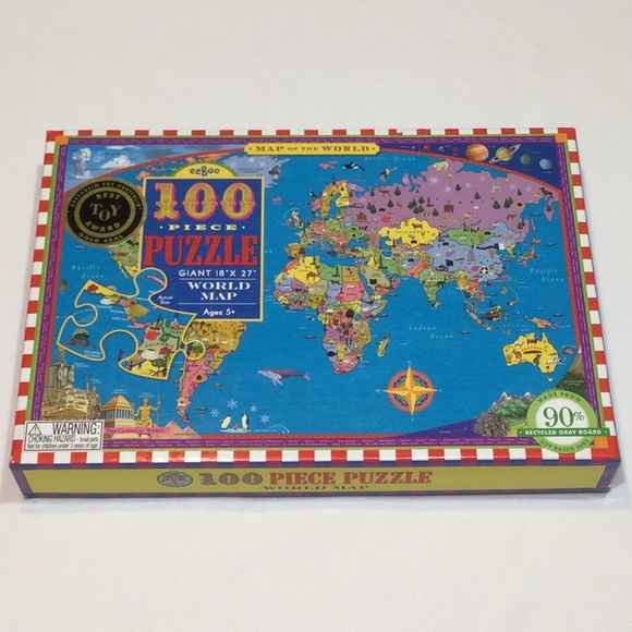 eeboo Corporation | Party Supplies | 0 Piece Puzzle World Map Nib ...